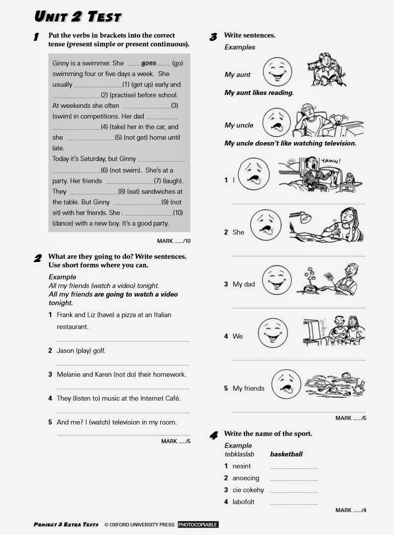 Třídní stránka ZŠ BN 7.tř: UNIT TEST: Project 3 UNIT 2 + KEY