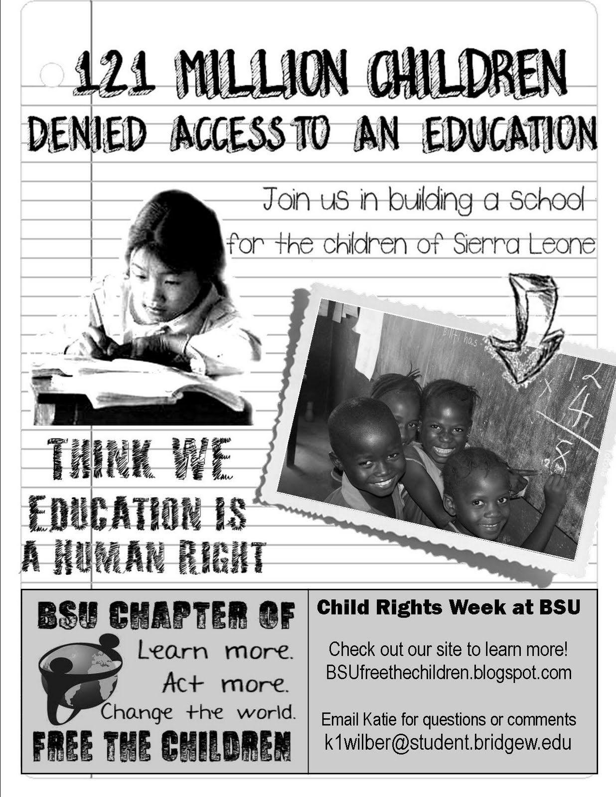 BSU Chapter of Free the Children: Day One : Freeing Children From the ...