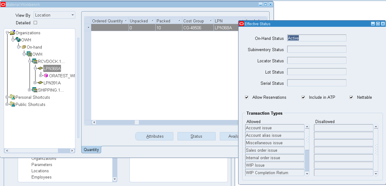 Oracle Applications Knowledge Sharing- Ajay Atre: WMS Material status ...
