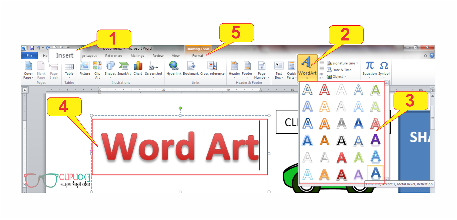 # 4.5 Menyisipkan Word Art, Clip Art, Shape dan Text Box pada Dokumen ...