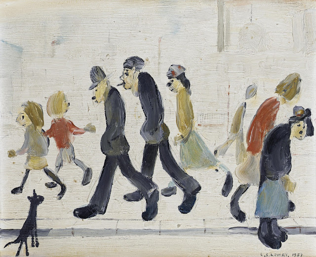The Works of Laurence Stephen Lowry: 1957 - Figures in a Street