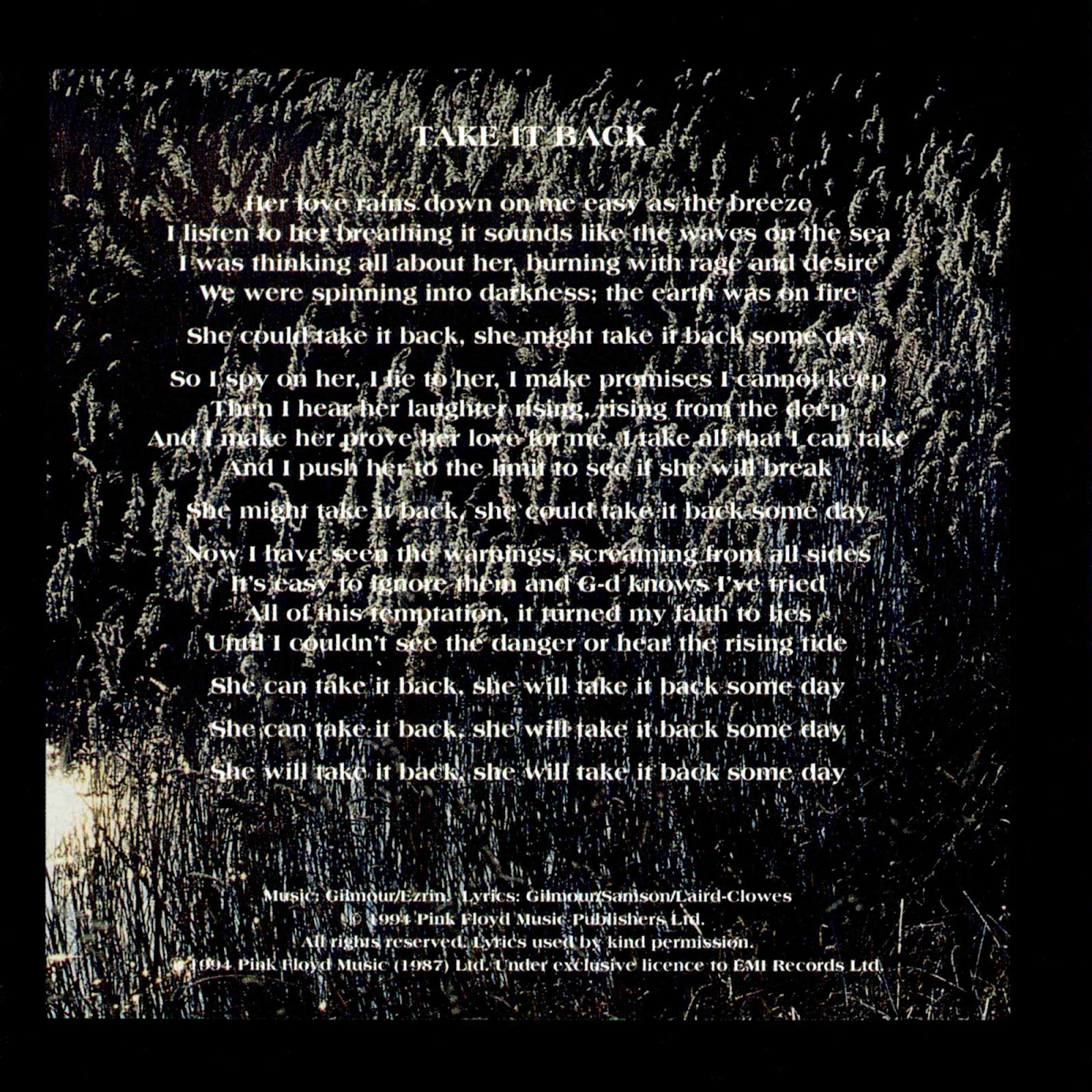 Pink Floyd Ilustrado: 1994 Take It Back - Single Edición Limitada