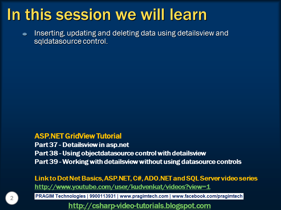 Sql Server Net And C Video Tutorial Part 40 Insert Update And Delete Using Detailsview