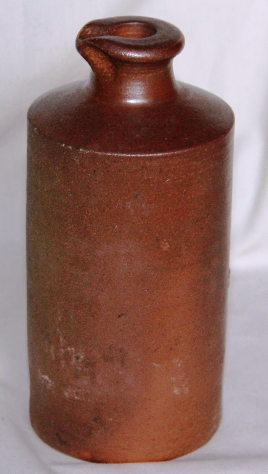 Curio Gifts: Antique Stoneware Ink Bottle - Doulton or Stiff Lambeth
