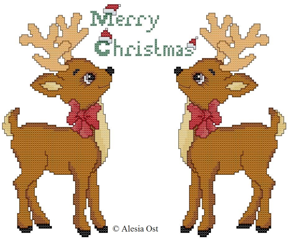 Free Cross Stitch Patterns Reindeer Pattern Christmas Animals Creatures ...