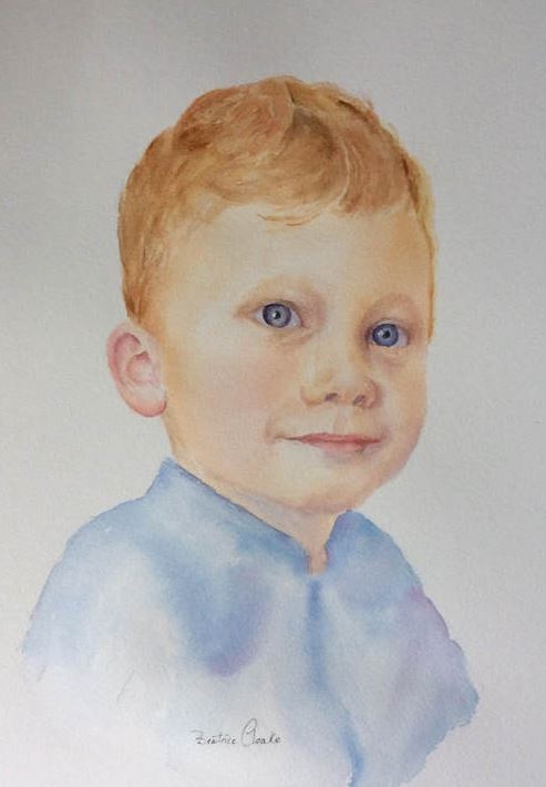 WATER and COLOURS By artist Beatrice Cloake: Benjamin (Portrait)