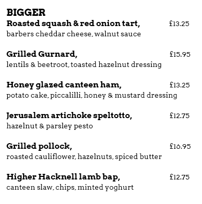 Extended Practice: River Cottage Menu: Type Hierarchy