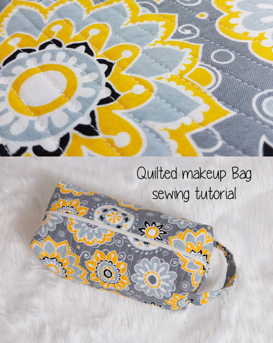 Quilted Box Make up bag Sewing tutorial | Charmed By Ashley