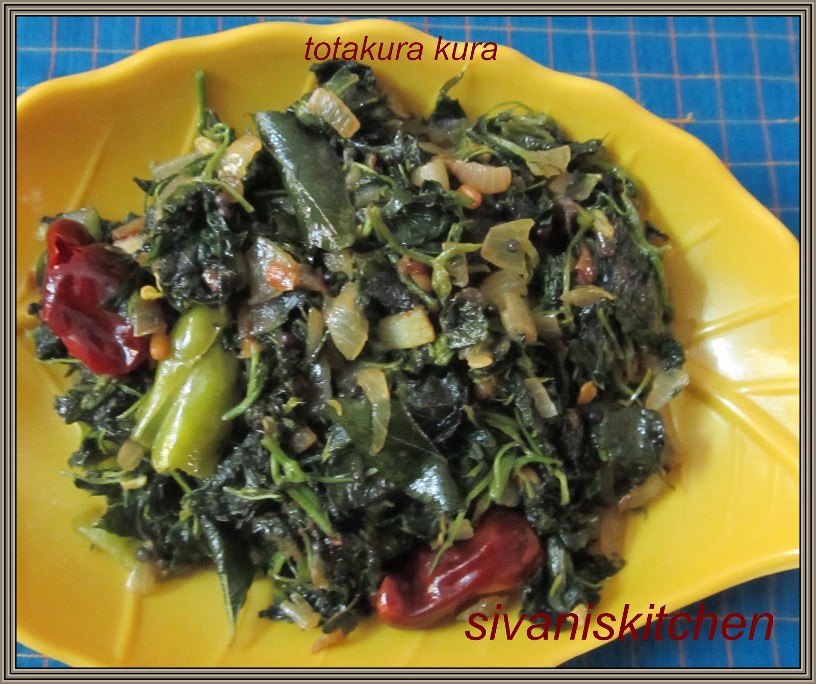 Sivani's Kitchen: Thotakura Iguru Kura / Amaranth Leaves Curry