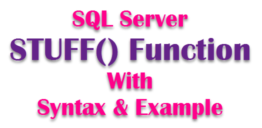 SQL Server STUFF() Function With Syntax and Example | Codingvila