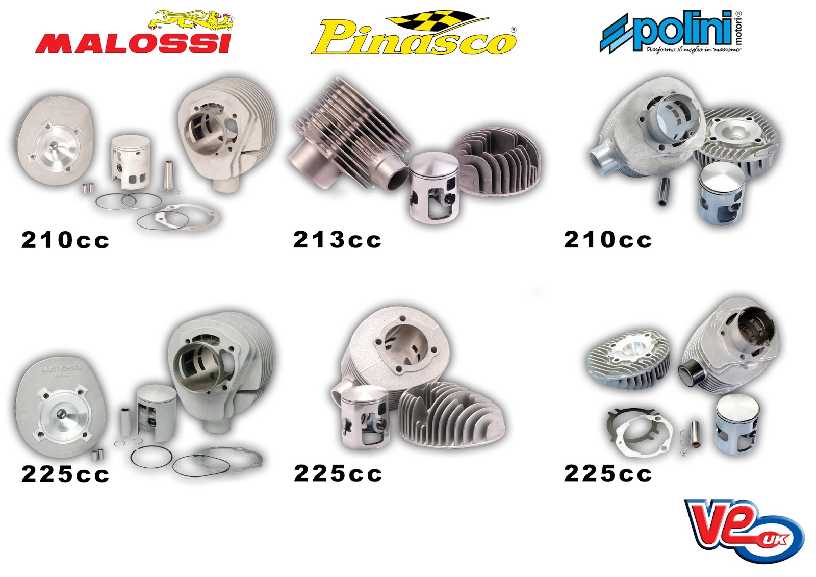 VE Scooter Spares: Vespa PX200 Performance Cylinder Kits From VE (UK)