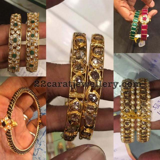 Gemstones and Black Beads Bangles - Jewellery Designs
