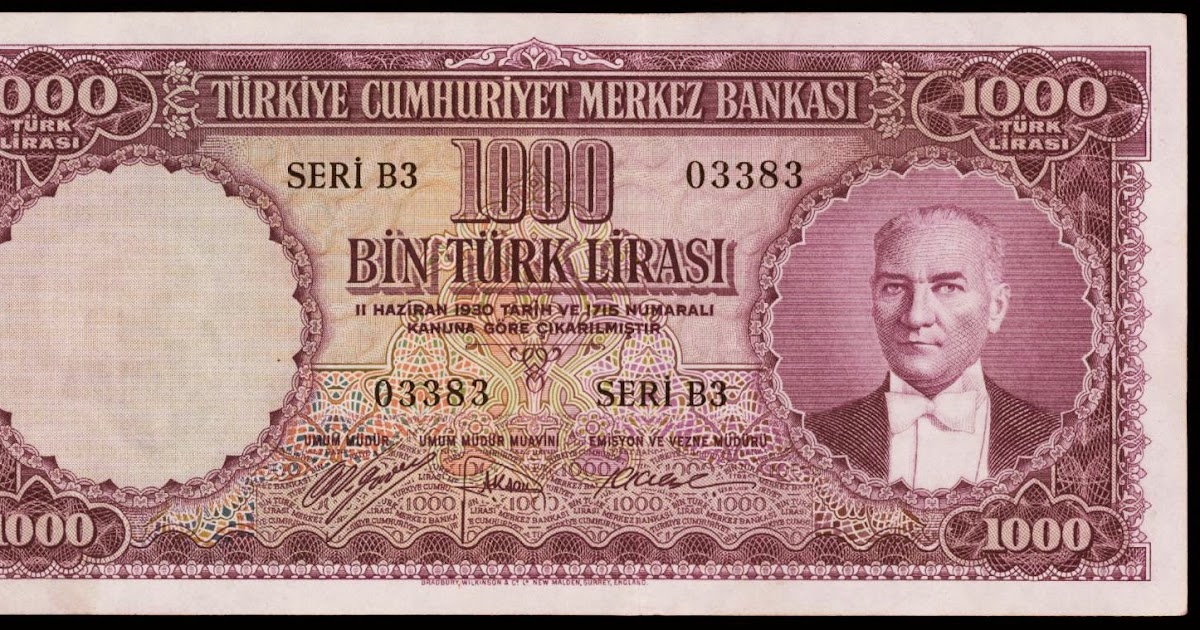 Turkey 1000 Turkish Lira banknote 1953 Atatürk|World Banknotes & Coins ...