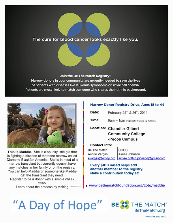 Maddie's Marathon: Day of Hope Bone Marrow Registry Flyer