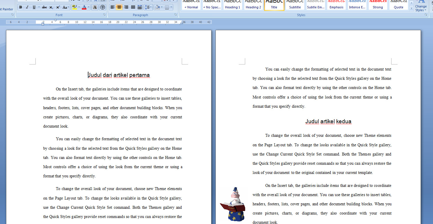 Membuat header otomatis sesuai subjudul