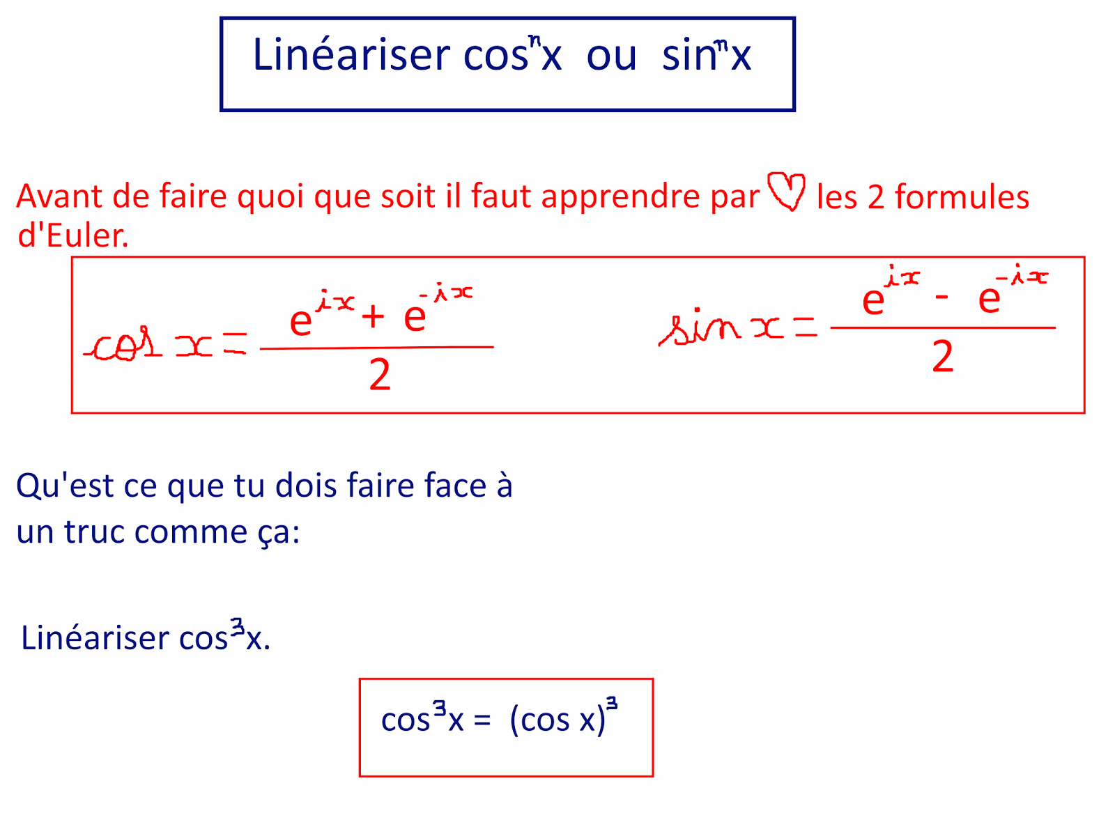 Linéariser cos^n(x) ou sin^n(x) ~ NOTREUS
