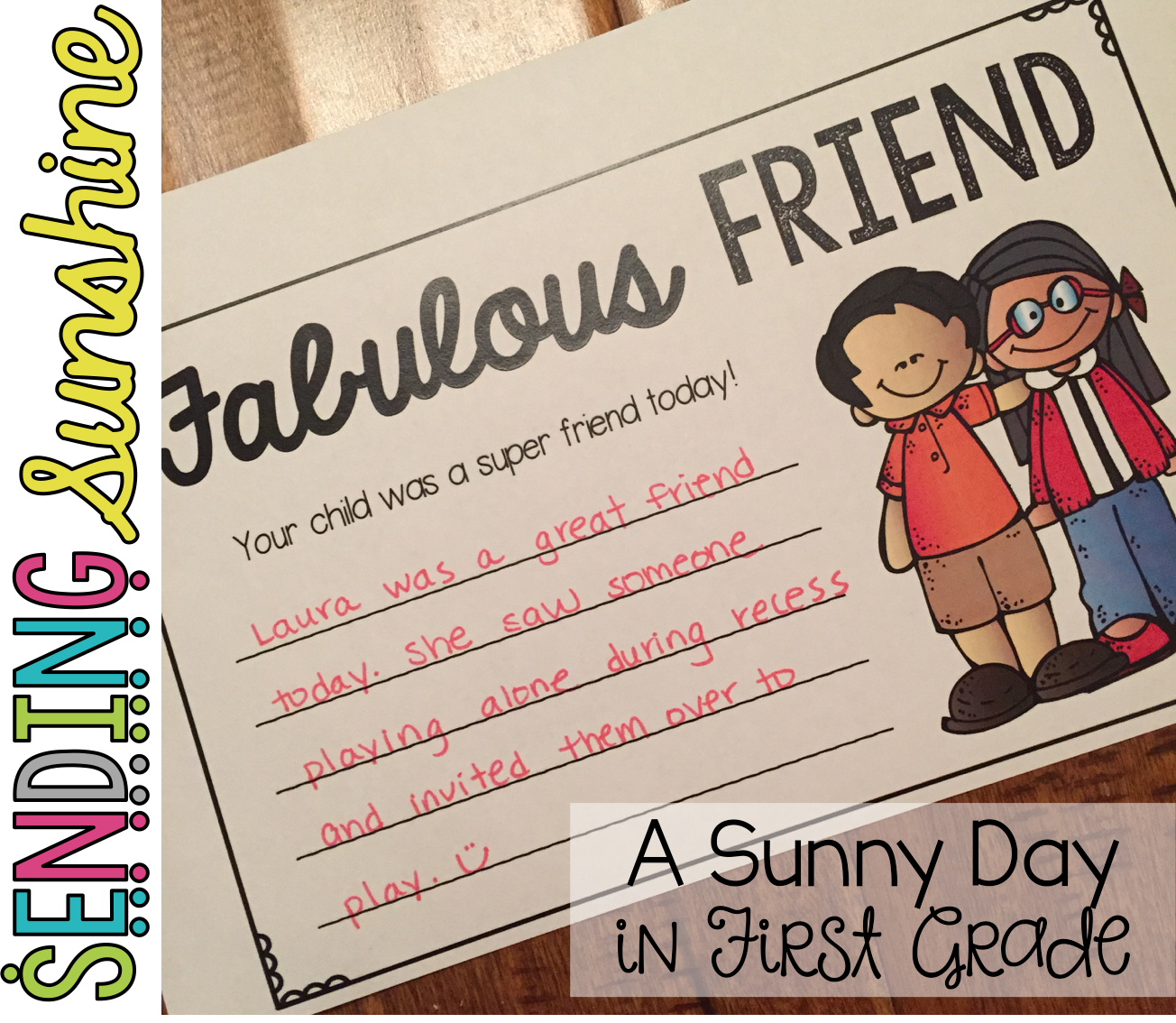 Sending Sunshine! {happy notes for parents} | A Sunny Day in First Grade