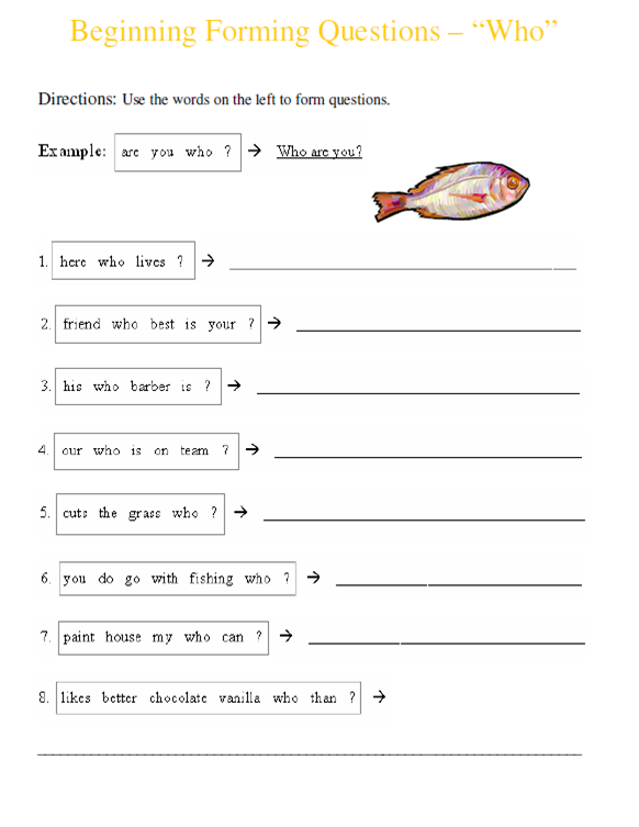 Daisy & Valery's Grammar House : Exercises: Wh - Questions & Yes/No ...