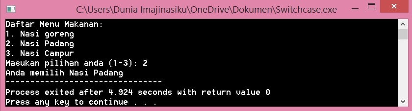 Contoh Program Switch Case c++ Menentukan Nama Hari - NginfoinDroid