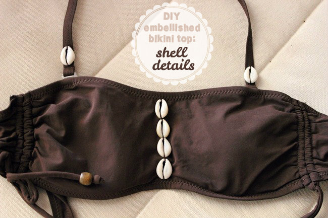Cute and easy DIY: Embellished bikini tops: 1. Pink lace & 2. Shell ...