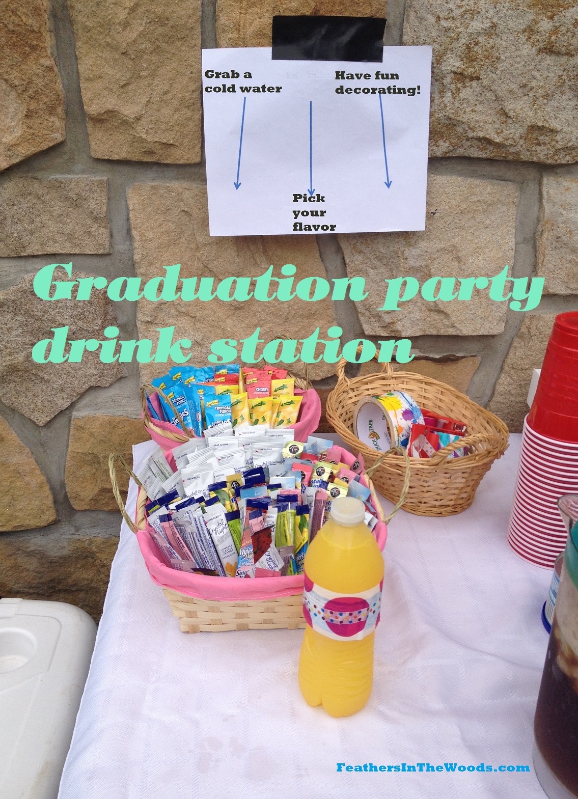 MYO party drink station - Feathers in the woods