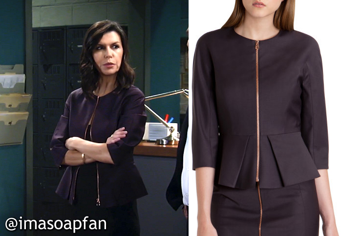 Anna Devane's Purple Peplum Jacket - General Hospital, Season 54 ...