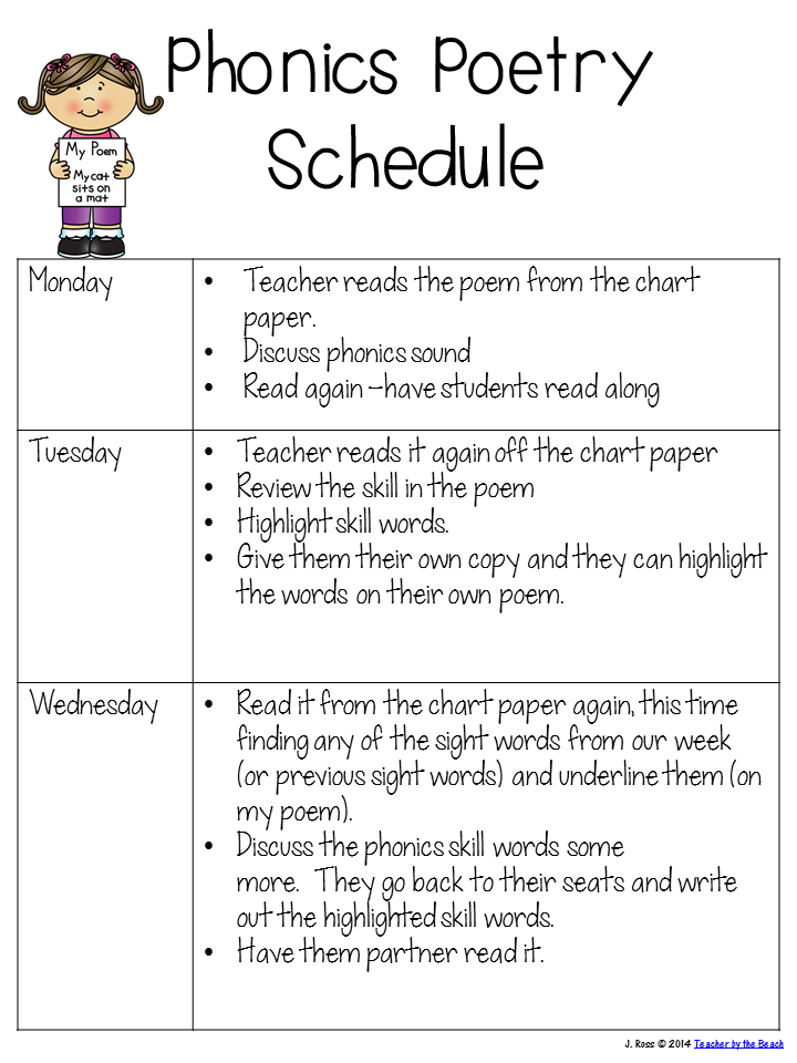 Phonics Poems and Poetry Journals - Teacher by the Beach