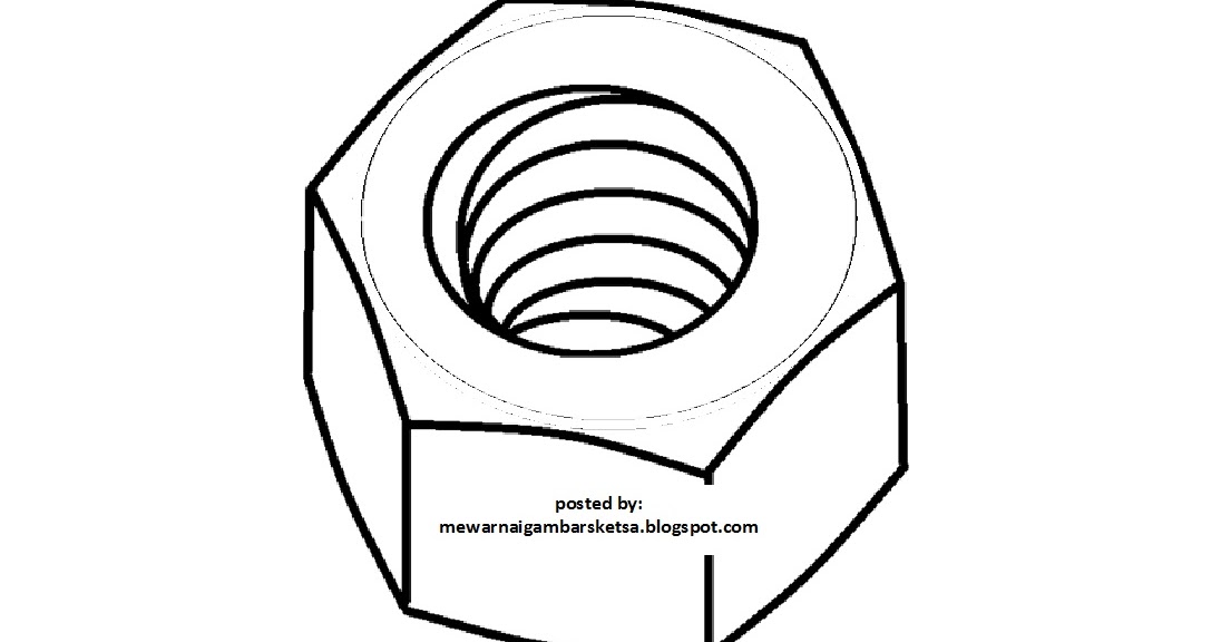 Mewarnai Gambar: Mewarnai Gambar Sketsa Baut - Mur 2