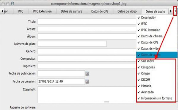 Graphik Dimension: Información de Photoshop