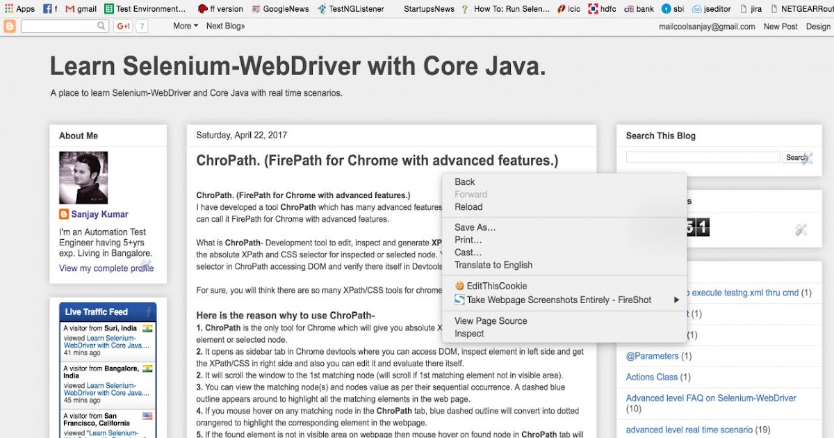 Learn Selenium-WebDriver with Core Java. : ChroPath. (FirePath for Chrome with advanced features.)