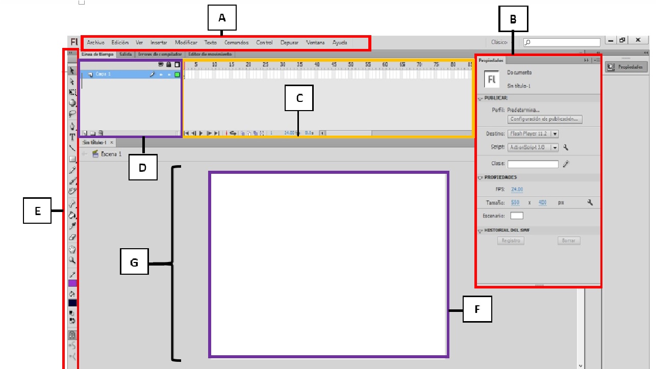 Partes del entorno de adobe flash ~ COMPUTACION