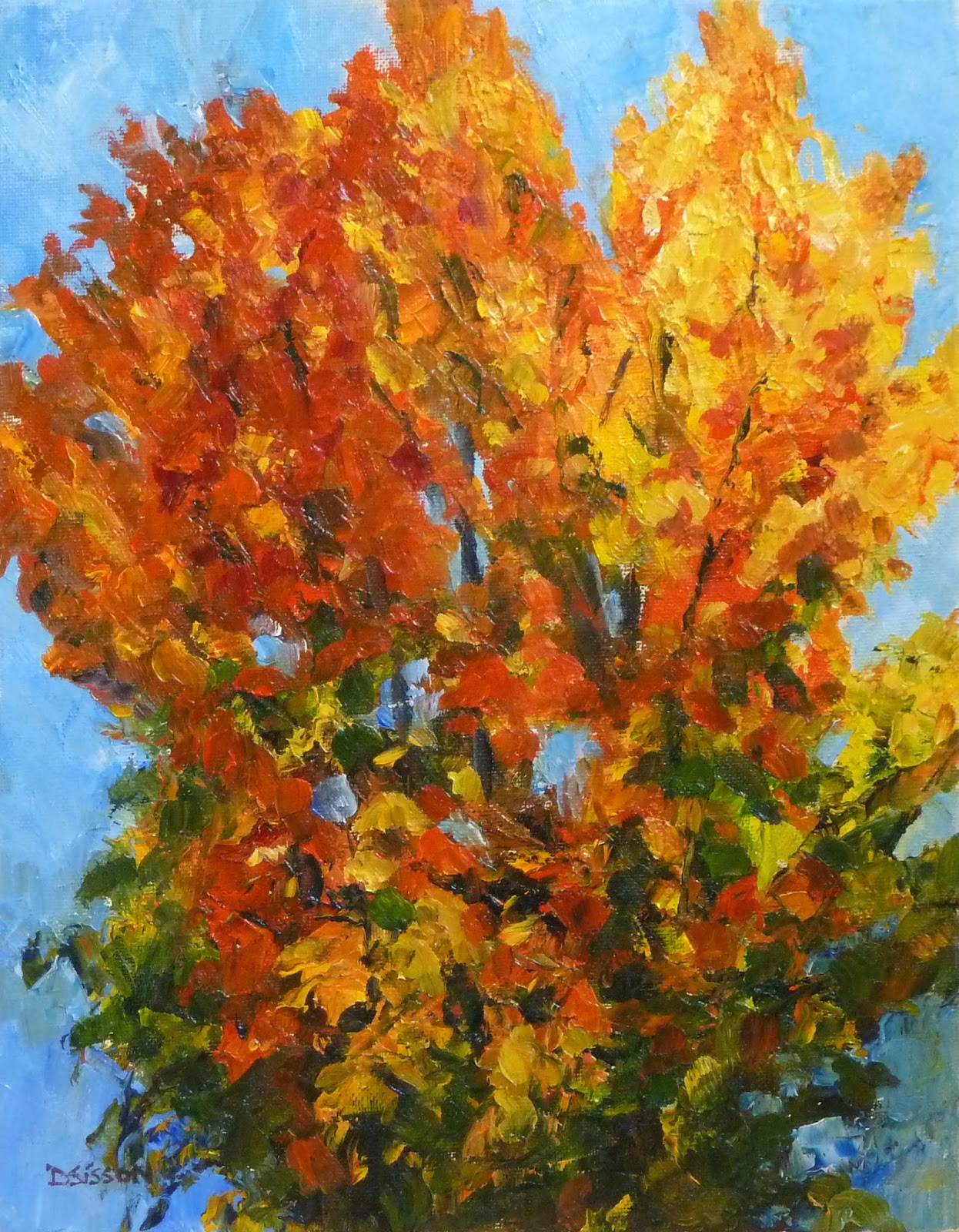Daily Painting Projects: Fiery Red Maple Oil Fall Landscape ...