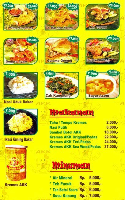 Harga Menu Ayam Kremes Kraton Kelapa Gading Restoran Jawa