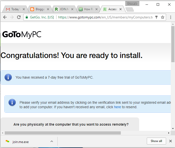 GOTOMYPC - RAMESH'S BLOG