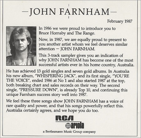 80s Dreamer: John Farnham - Whispering Jack curio
