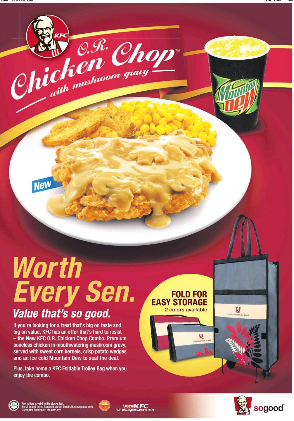 Hi /k/, I ate KFC chicken chop just now