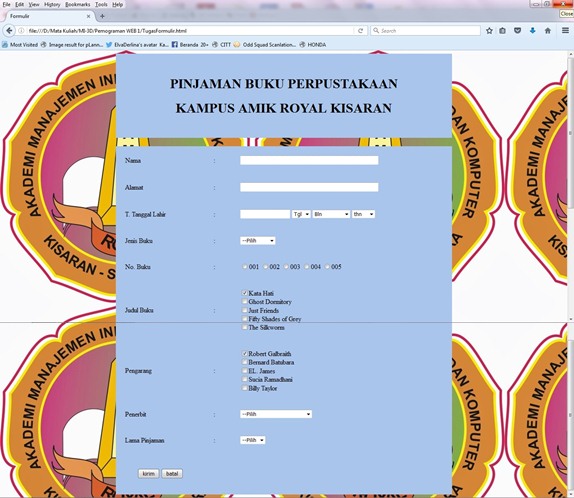 CARA MEMBUAT FORMULIR PADA HTML | COLLEGE GIRL