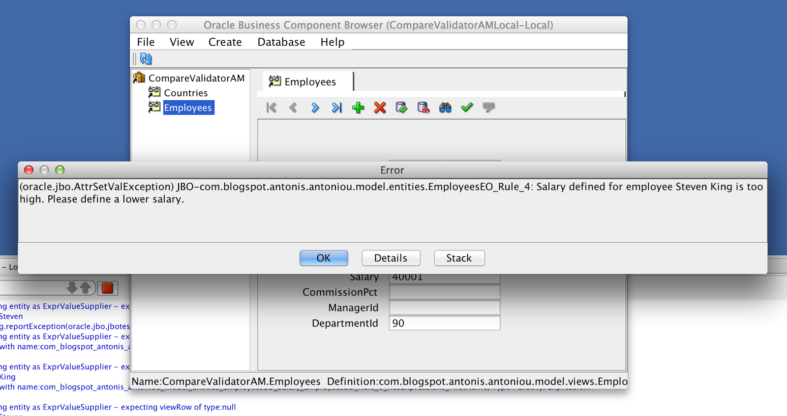 Oracle Technologies Stack Compare Validator Using Adf Bc Declarative Built In Rules