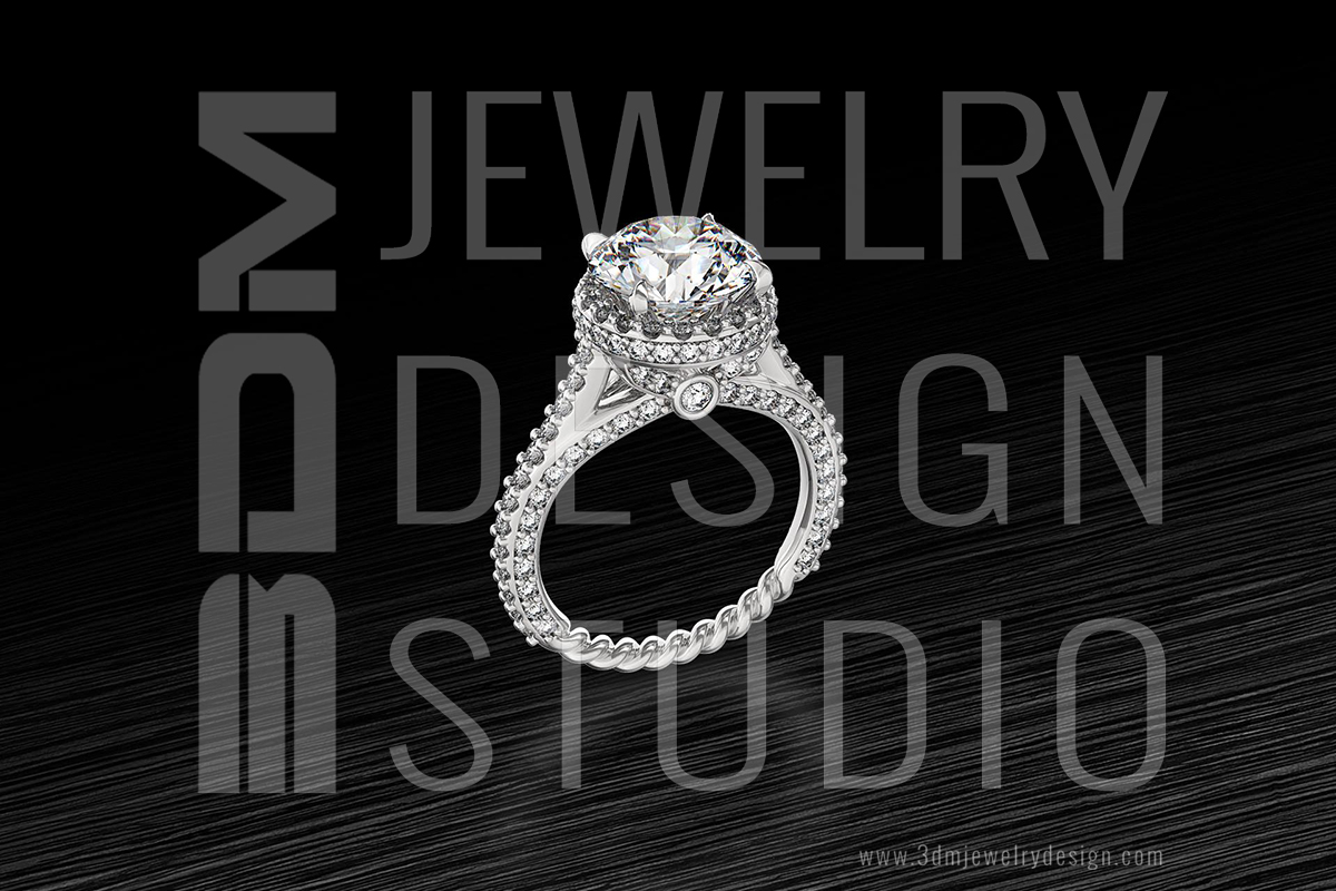Engagement ring design render by 3DM jewelry design studio for a ...