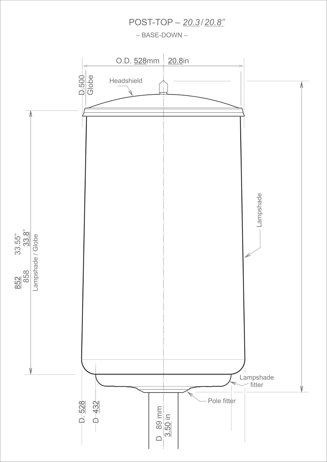 Untitled Blog: Outdoor Post-top Lighting Unit - Extended Large Size - 20.3"