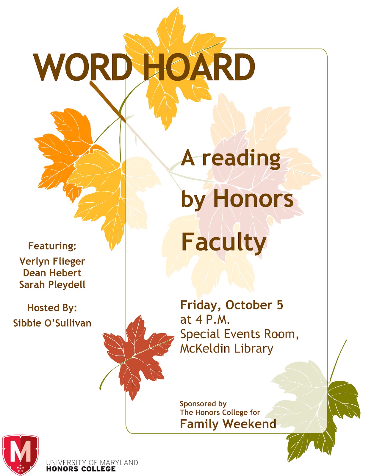 U. of Maryland Honors College: Word Hoard Literary Reading by Honors ...