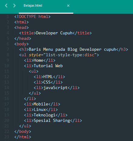 Jenis-Jenis List pada HTML - Developer Cupuh