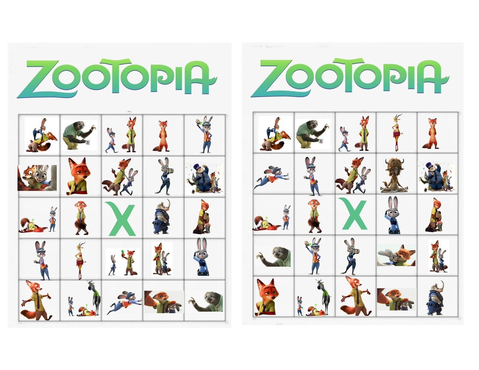 Musings of an Average Mom: Zootopia Bingo Cards