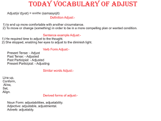 Today Vocabulary Adjust | Definition Adjust | Sentence example Adjust ...