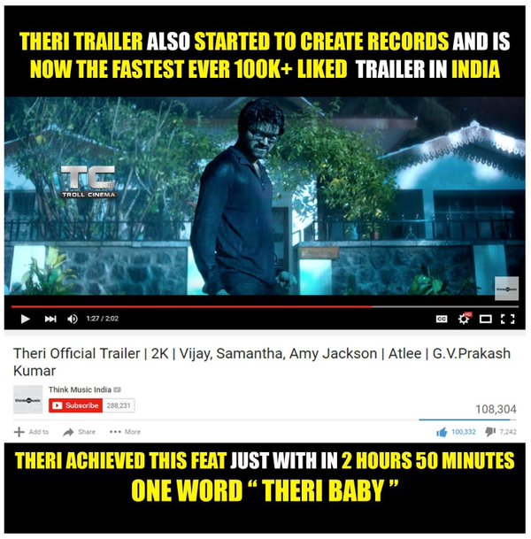 Theri Vijay Trailer Meme, Troll, Celebration And Fans Made Gallery ...