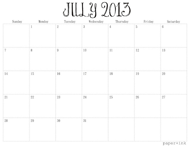Free Printable Calendars: June / July 2013