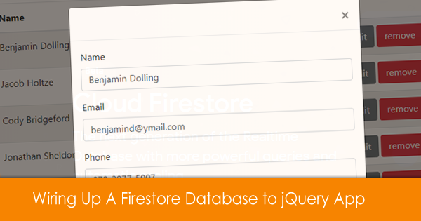 Wiring Up A Firestore Database to jQuery App