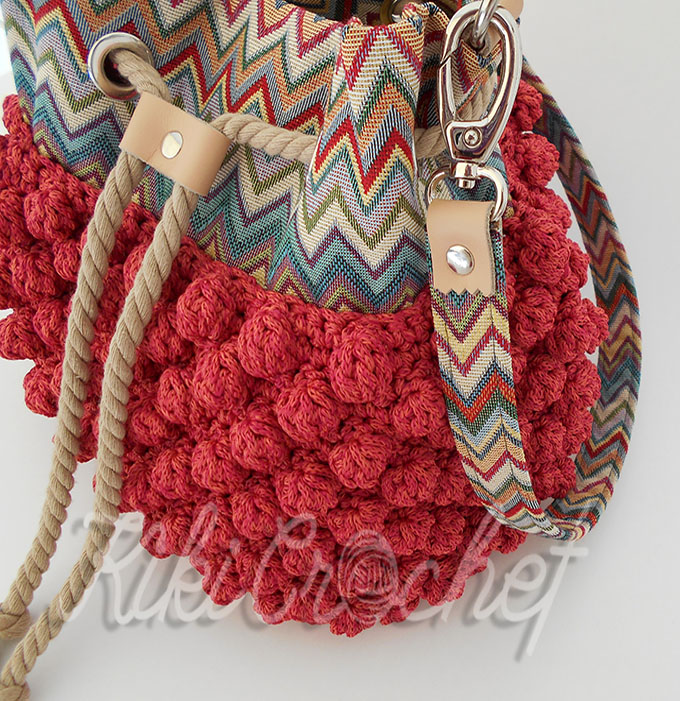 Kiki Crochet: Πλεκτη Τσαντα- Πουγκι με Πλεξη Bubbles (φωτο & βιντεο)