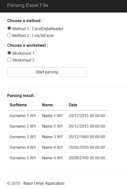 Web Blog: ASP.NET MVC web application : How to Read Excel File