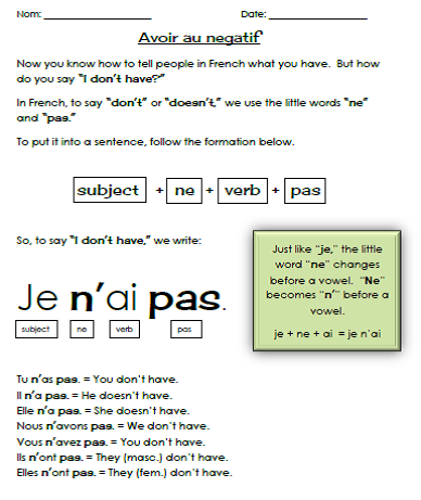 New Products!! La Famille French Unit and Avoir Package